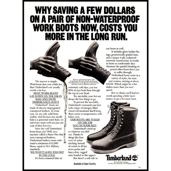 Timberland | Art | 982 Timberland Work Boots Vintage Print Ad ...